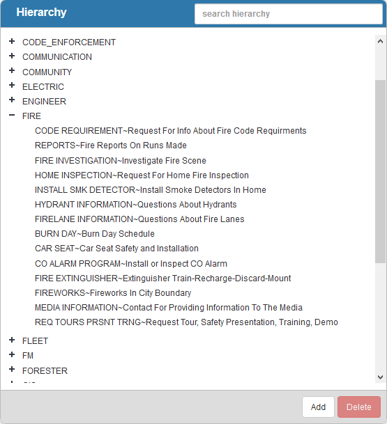 Configure the Service Request Template Hierarchy