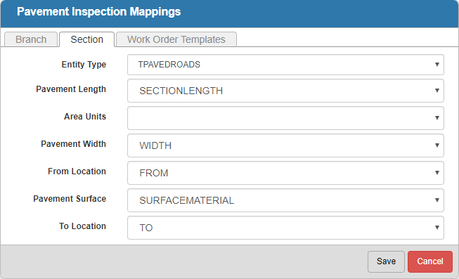 Configure Pavement Inspection Mappings