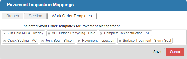 Configure Pavement Inspection Mappings