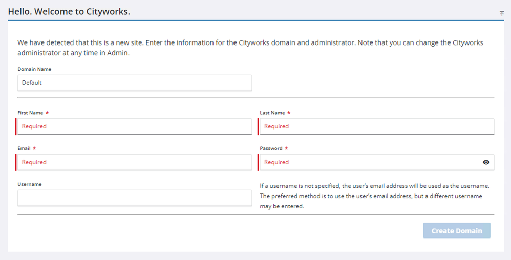 Create Cityworks Administrator Login