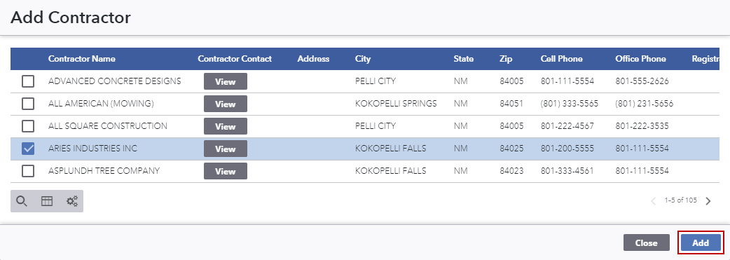 Add Contractor Information