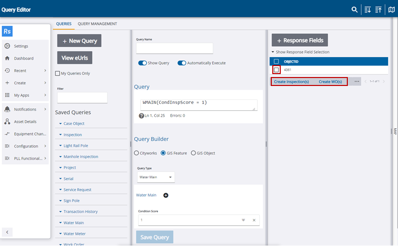Create a Work Order or Inspection