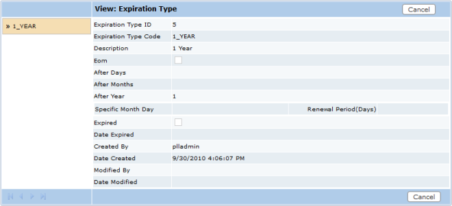 View an Expiration Type