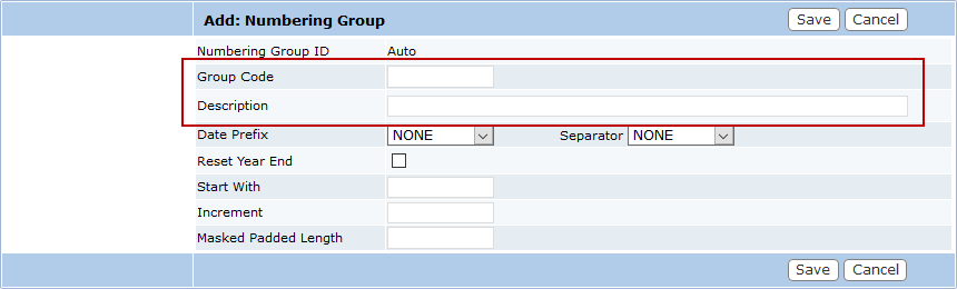 Add a Numbering Group