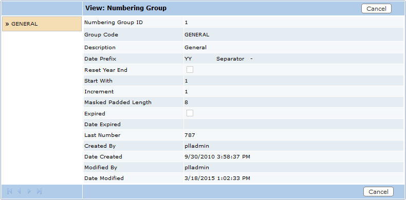 View Numbering Groups