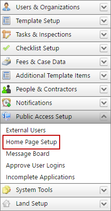 Configure Public Access Home Page