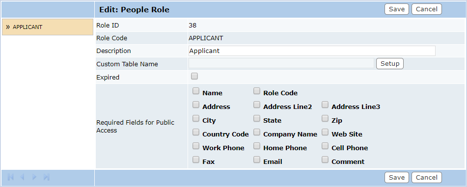 People Roles Fields