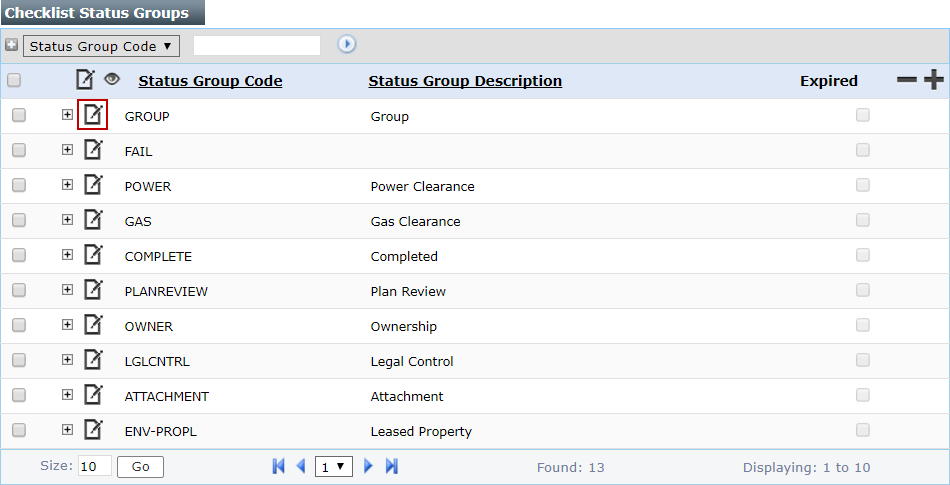 Edit a Checklist Status Group