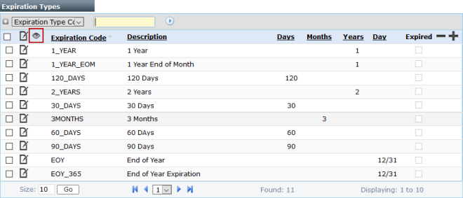 View an Expiration Type