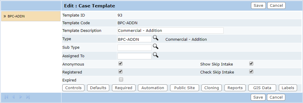 Case Template Fields
