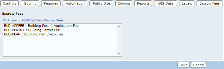 Configure Escrow Fees