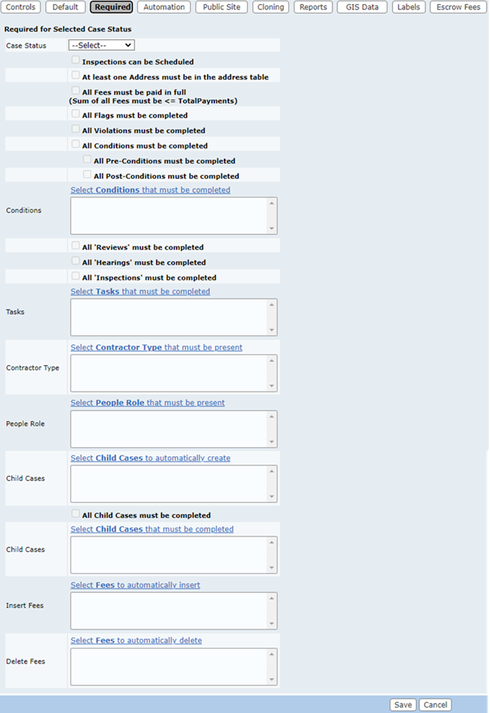 Required Items Fields