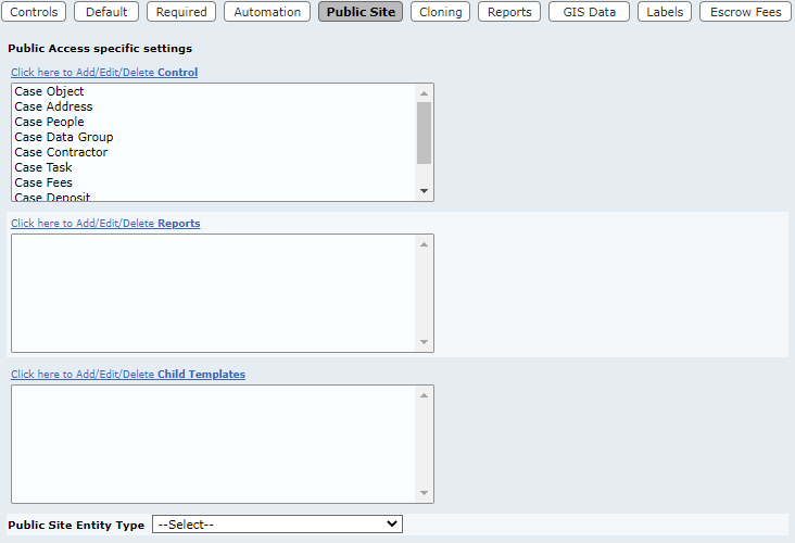 Configure Public Site Options on a Case Template