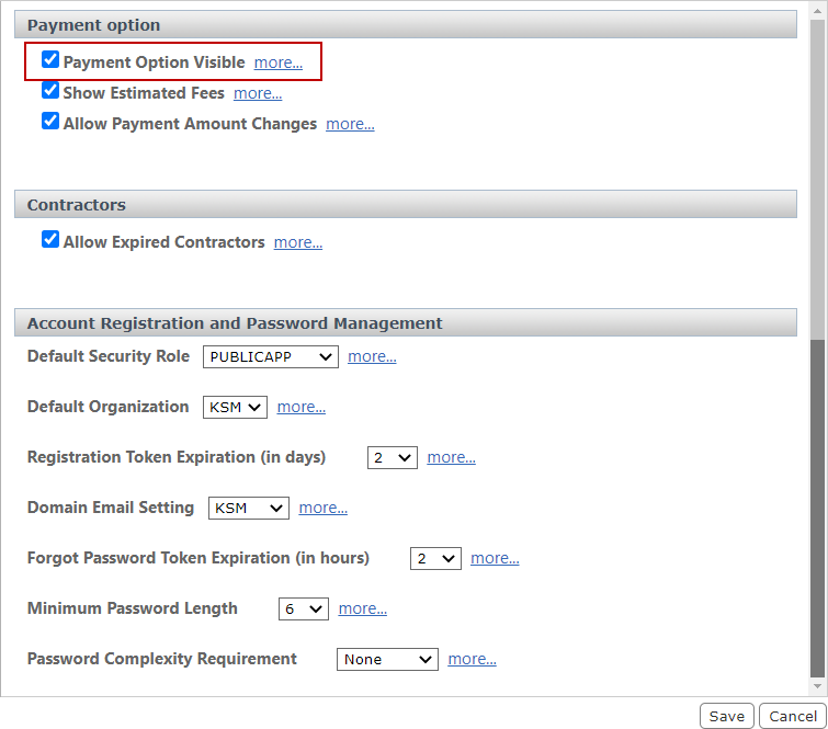 Configure Payment Options for Public Access