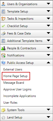 Configure Public Access Home Page