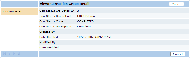 View Checklist Status Codes on a Checklist Status Group