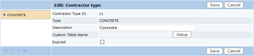 Contractor Type Fields