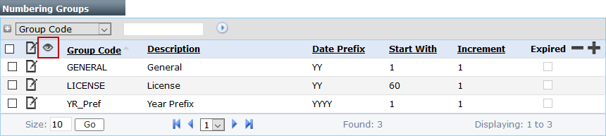 View Numbering Groups