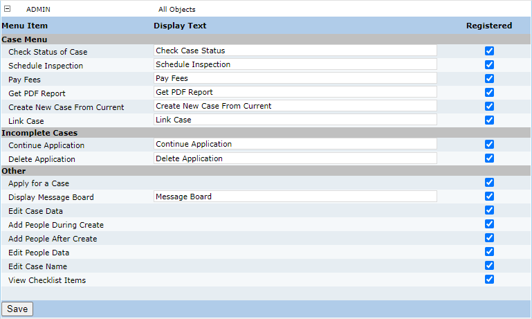 Home Page Setup Fields