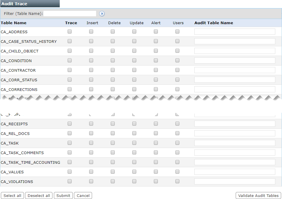 Set Up Audit Trace Fields