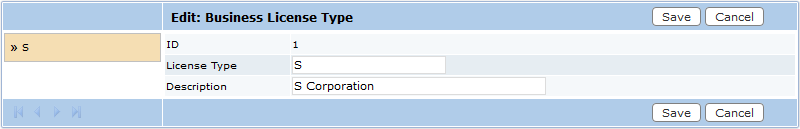 Business License Type Fields