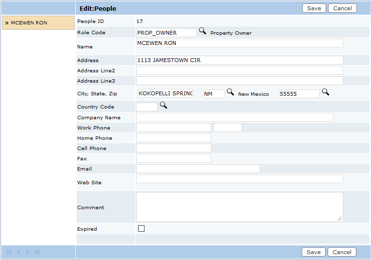People Record Fields