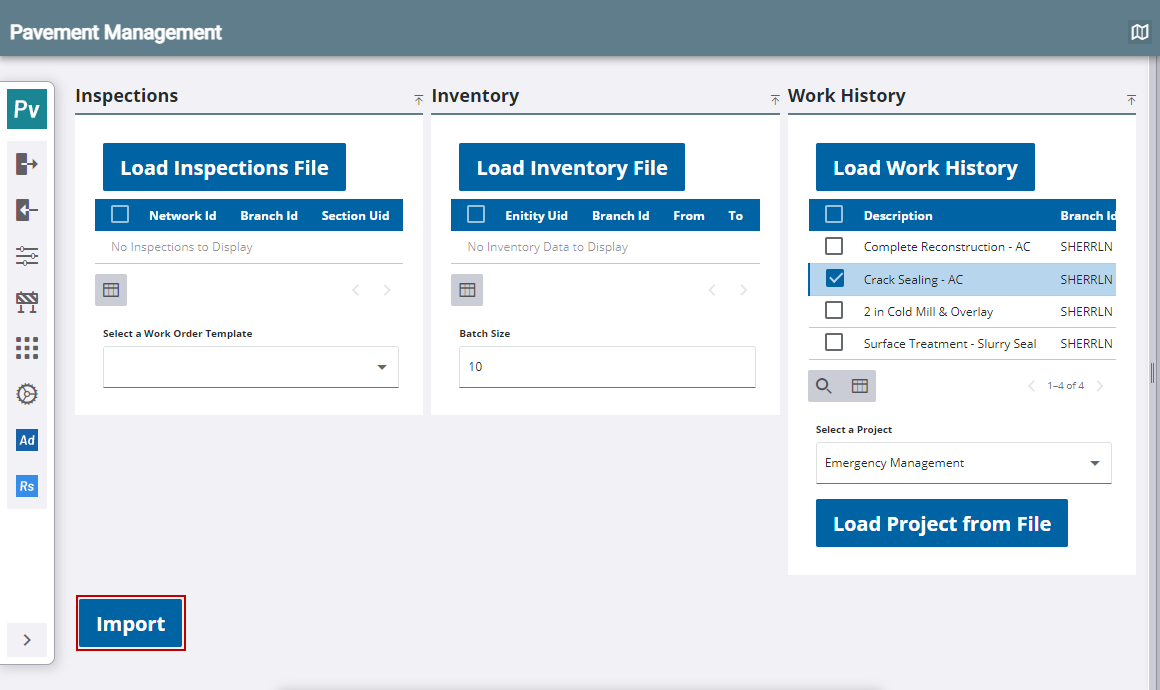Import Files from PAVER to Cityworks