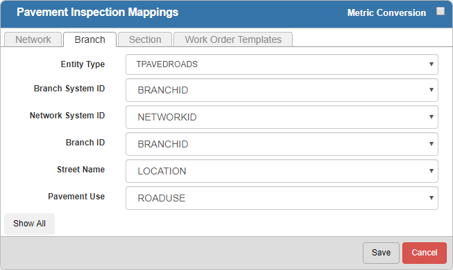 Configure Pavement Inspection Mappings