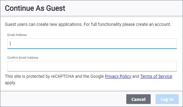 Log In as a Guest User