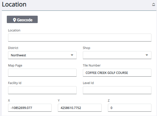 Location Panel Fields