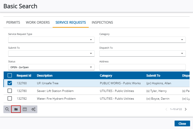 View Multiple Service Requests