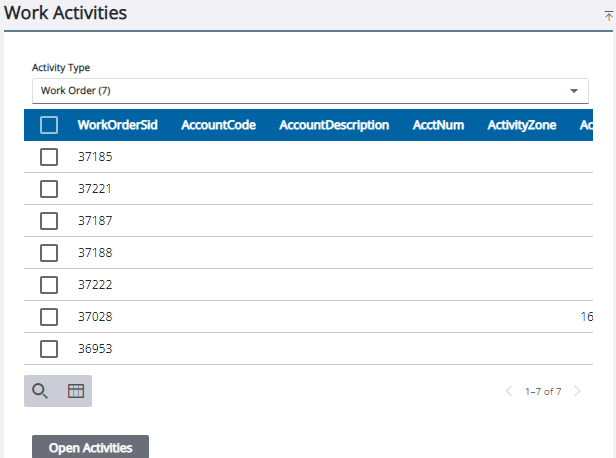 Open Work Activities from an Event Layer