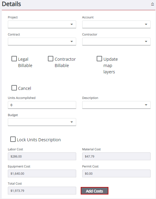 Add Work Order Costs