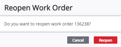 Re-open a Work Order
