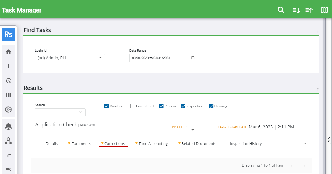 Use Corrections on a Task