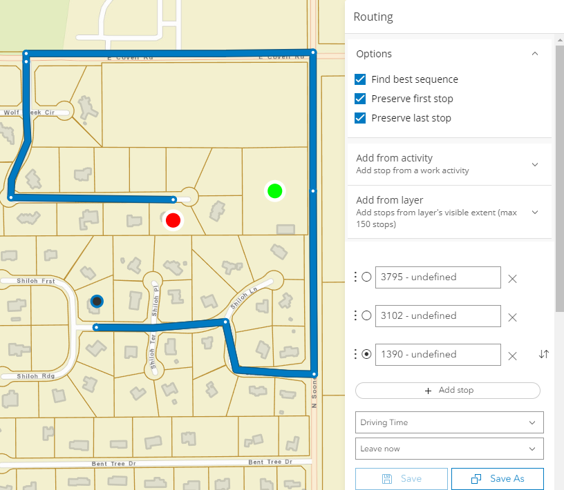 View a Route Between Tasks