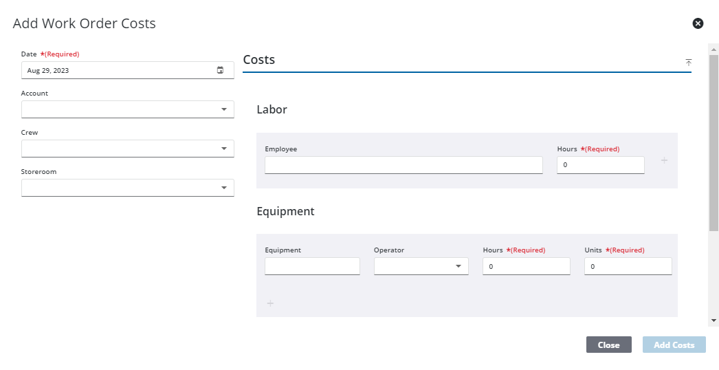 Add Work Order Costs