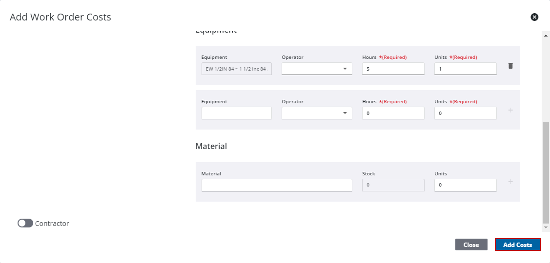 Add Work Order Costs