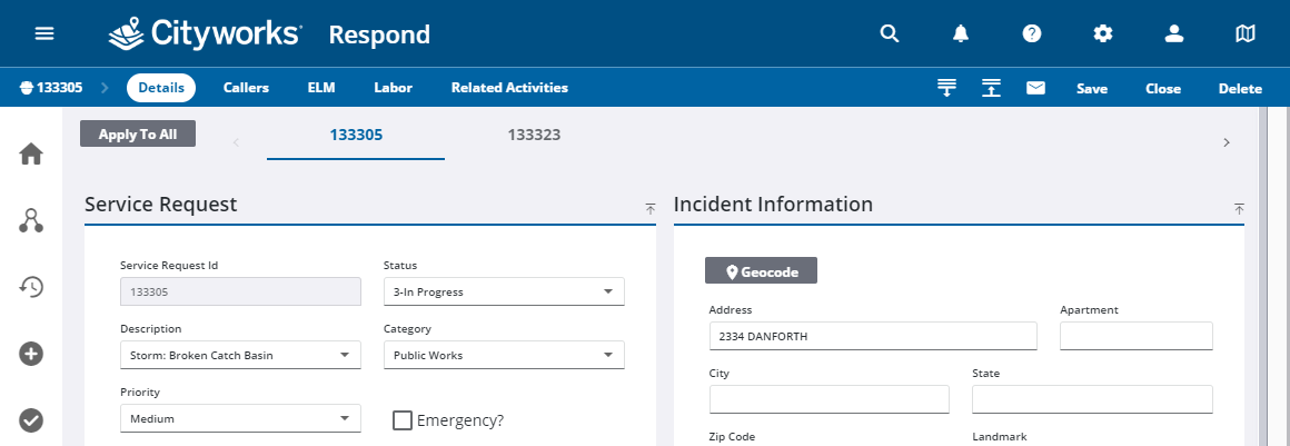 Navigate the Service Request Page