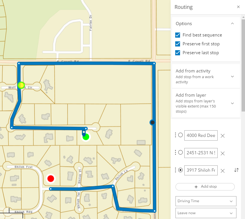 View a Route Between Tasks