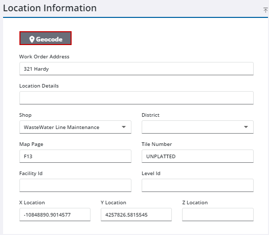 Geocode a Work Order