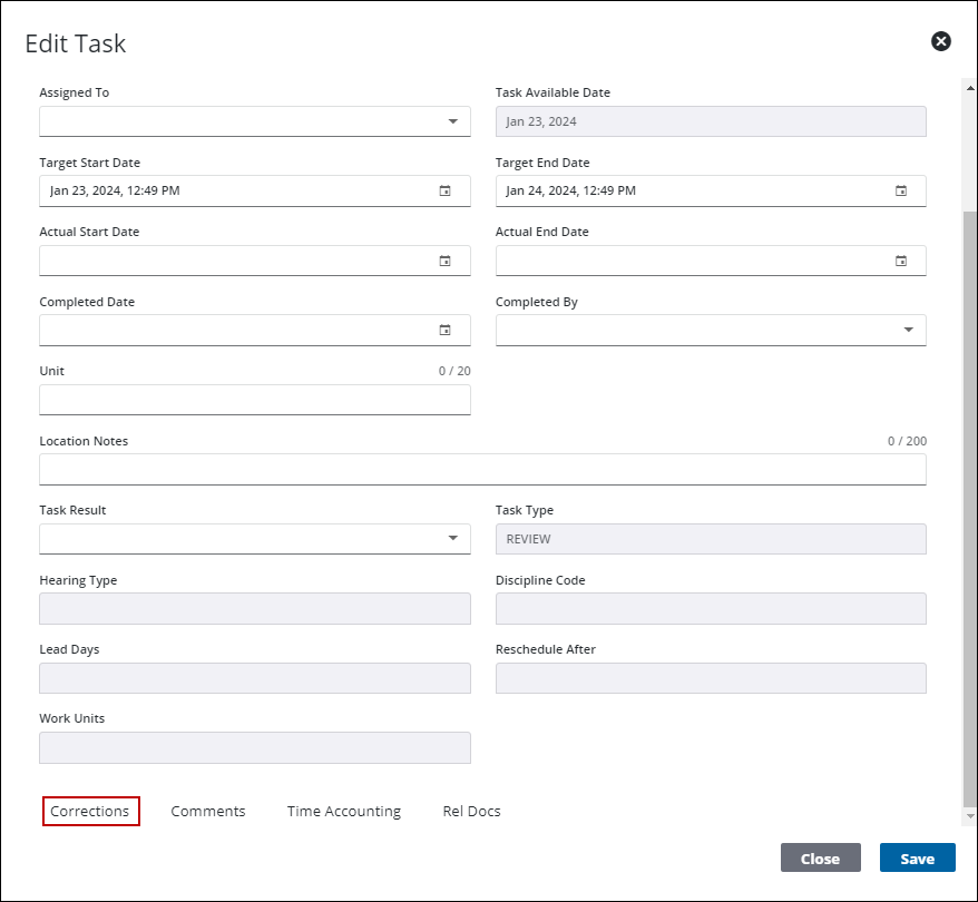Use Corrections on a Task