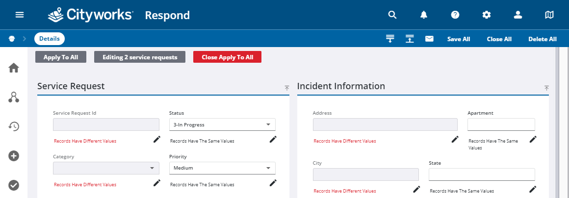 Edit Multiple Service Requests