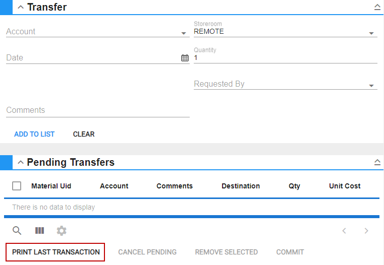 Print Last Transfer Transaction Committed