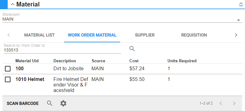 Receive Material from a Work Order