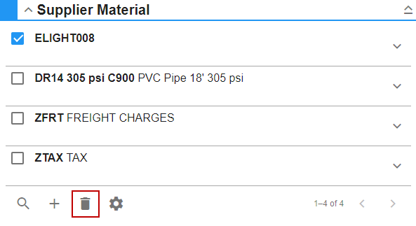 Remove Material from a Supplier