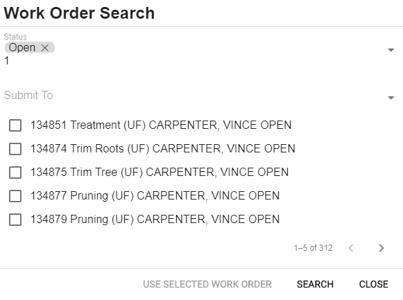 Search For A Work Order 