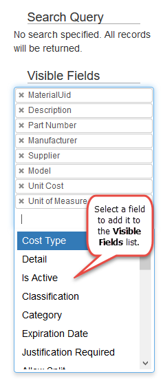 Configure Visible Fields