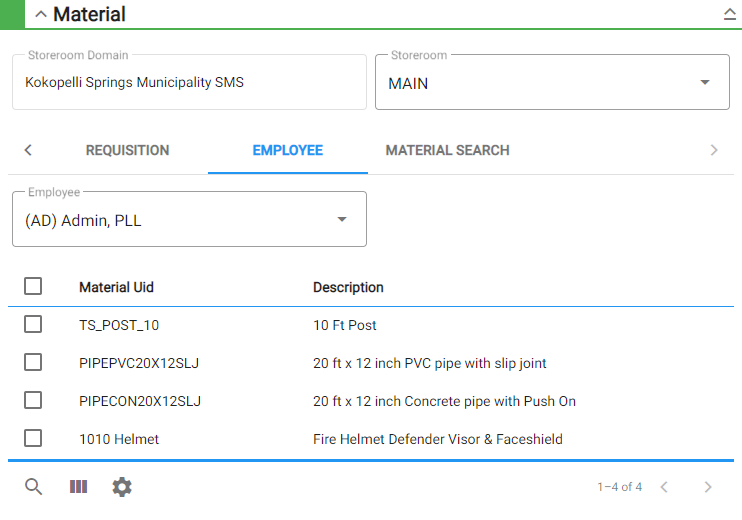 Receive Material from an Employee