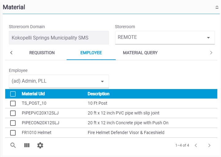 Receive Material from an Employee